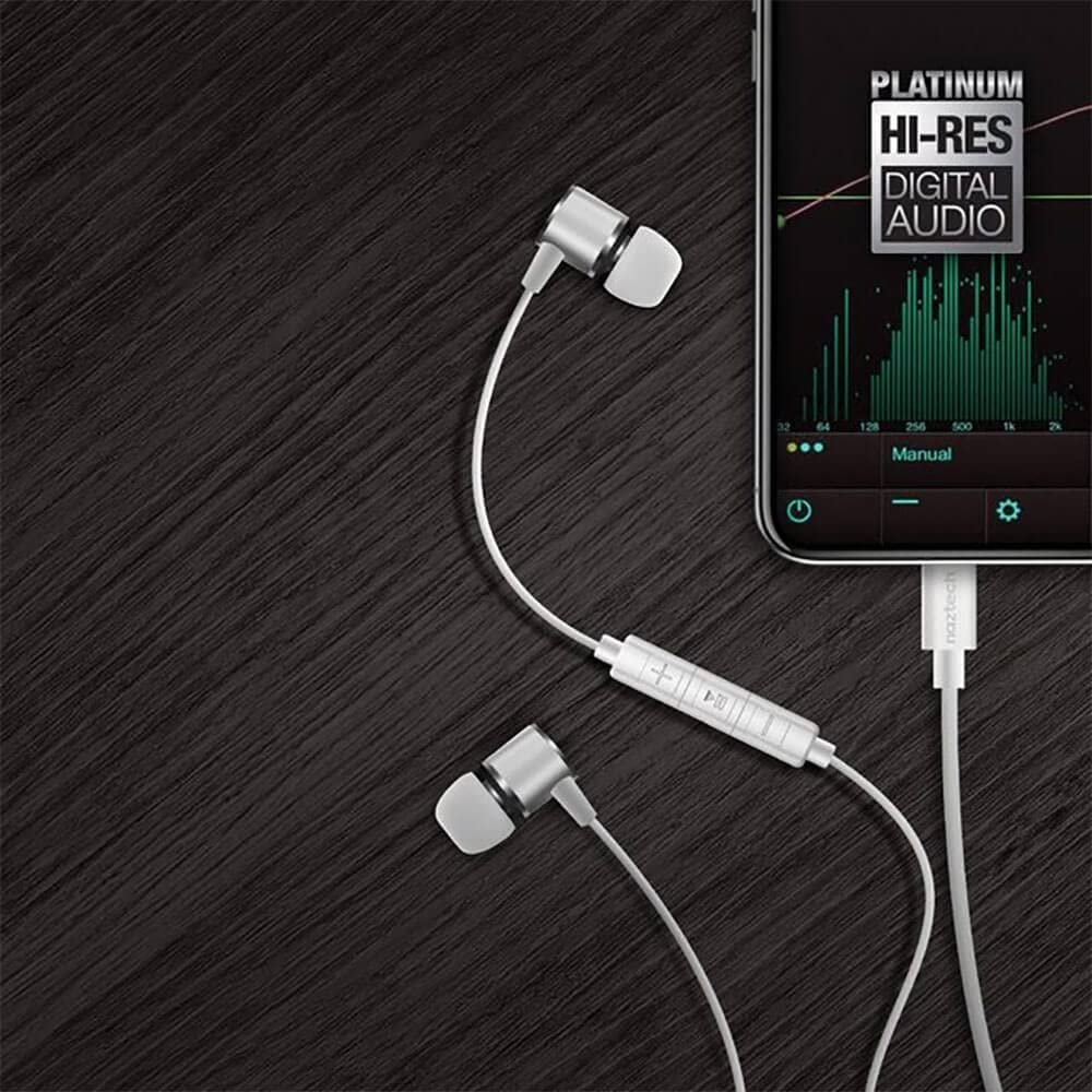 Naztech Platinum MFi Lightning Earphones w/Superior Acoustics & In-Line Remote + Noise Cancelling Mic Compatible For all iPhones /iPads + More [White]