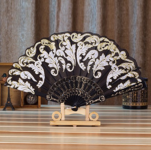 Style Held Dance Lace Silk Chinese/Spanish Hand Flower Wedding Fan Party Folding Tools & Home Improvement Honeycomb Paper