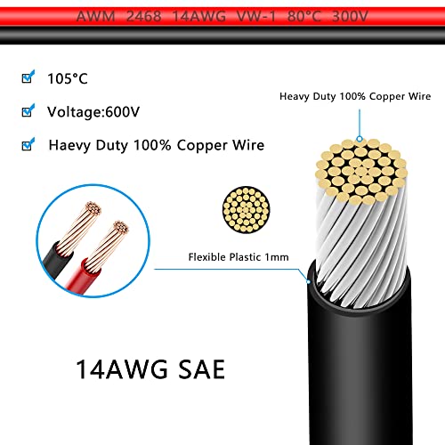 YAODHAOD 45A Battery Adapter Cable 14AWG,Solar Panel Extension Cable Connector Kit for Portable Solar Generator Power Station、Power Inverter and Renogy、Boulder 200 Solar Panels
