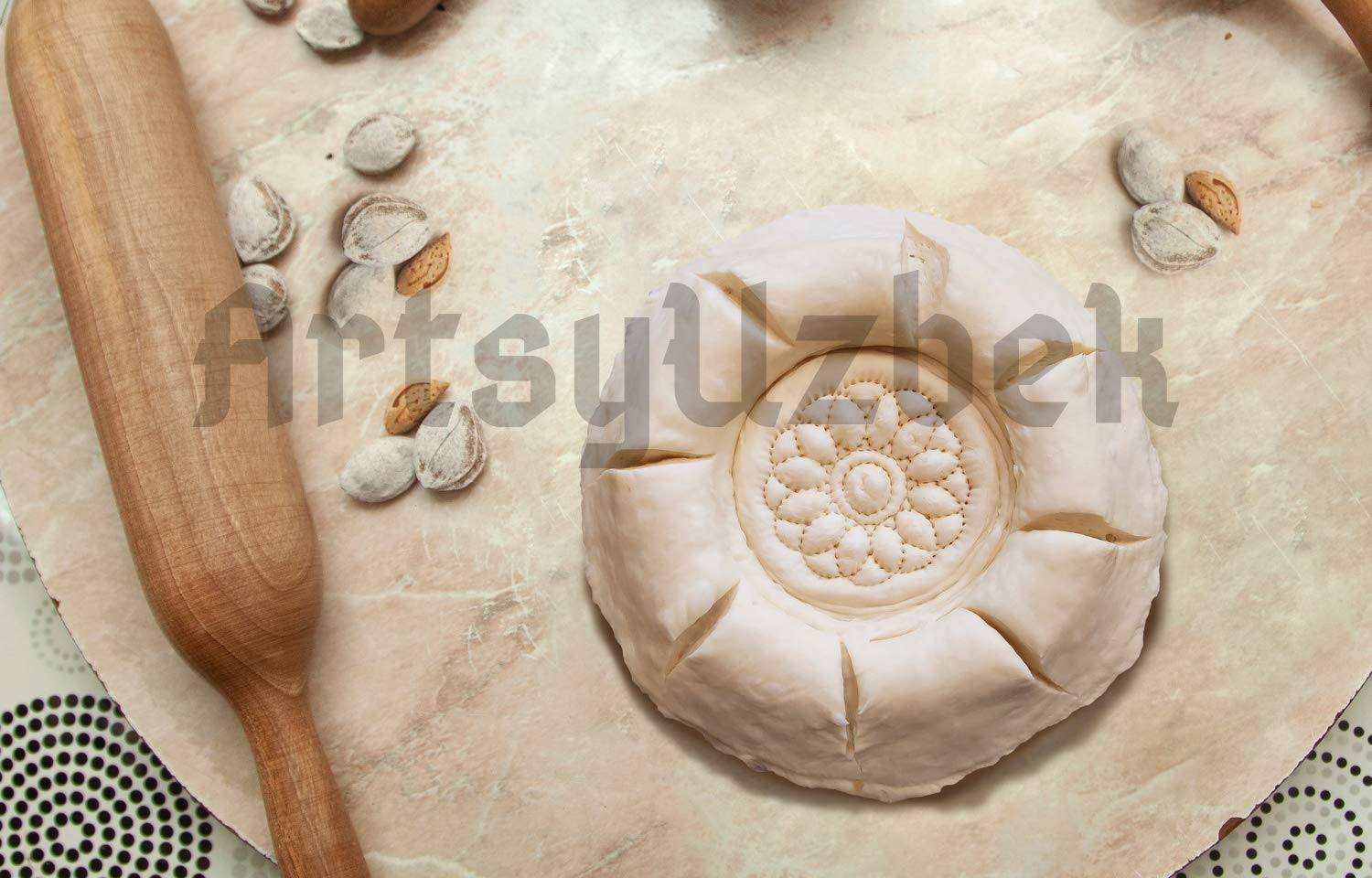 Uzbekistan handmade bread stamp set of two for Uzbek flat bread 1.57 inch / 2.75 inch diameter + lepeshka bread recipes