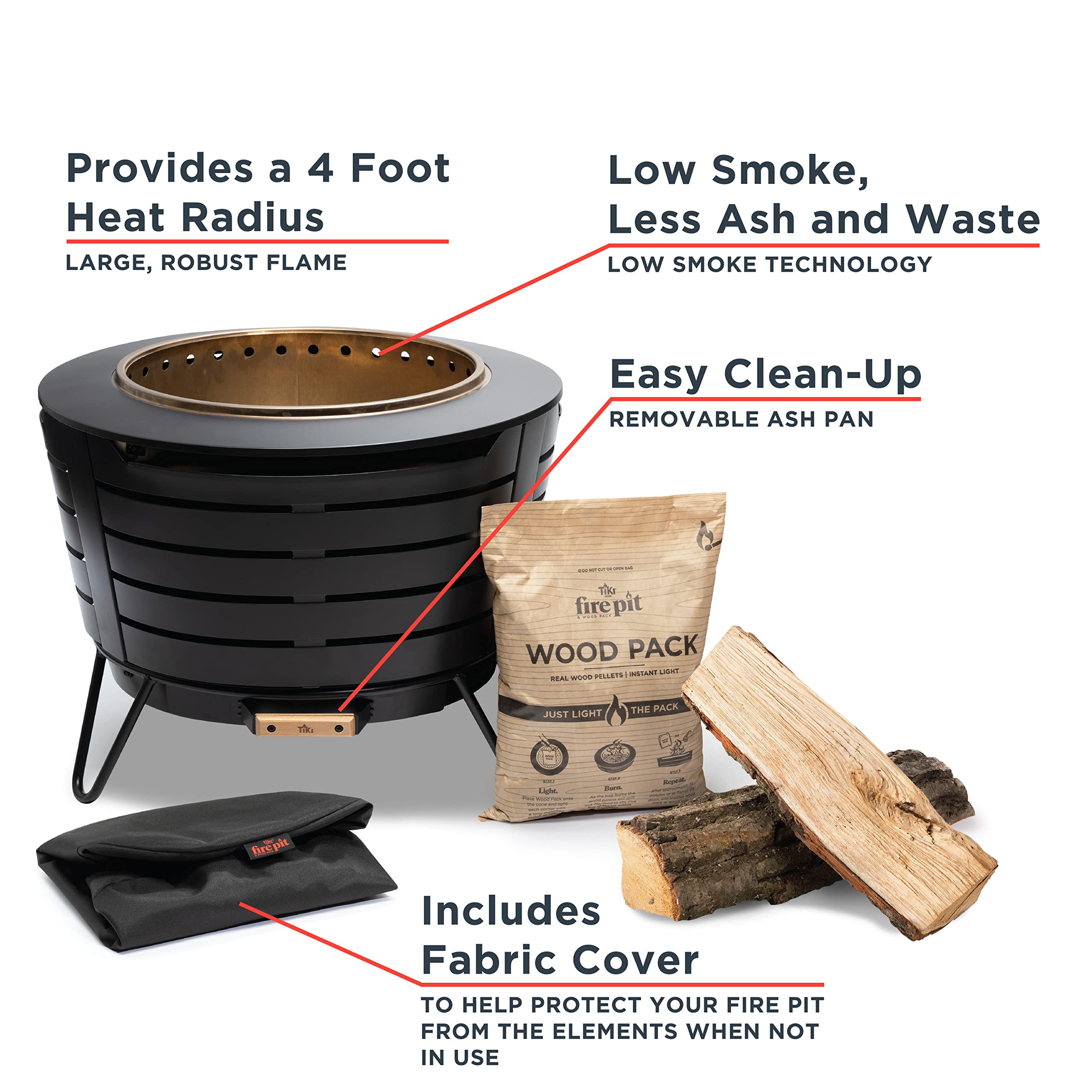 TIKI Brand Smokeless 24.75 in. Patio Fire Pit + TIKI Brand Fire Starter (20 Packs)
