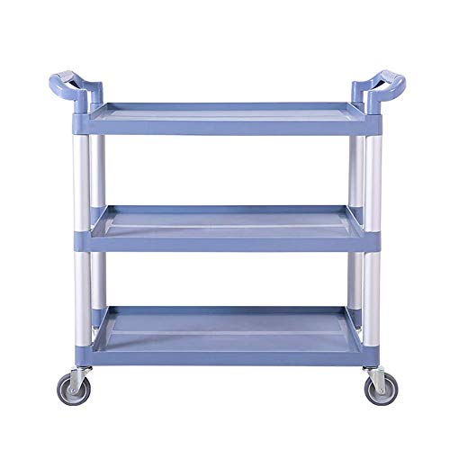 ZXZB Movable Trolleys, Kitchen Storage Hand Trucks, 3 Tier Hotel Catecart with Handle,Plastic Cleaning Service Collecting Rolling Trolley for Restaurants/Gray/107*51*97Cm