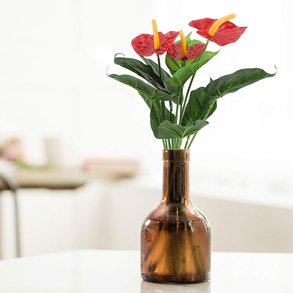 NCONCO Plastic Artificial Plant Flowers, Red Anthurium Flowers Bouquet for Wedding Home Garden Decor