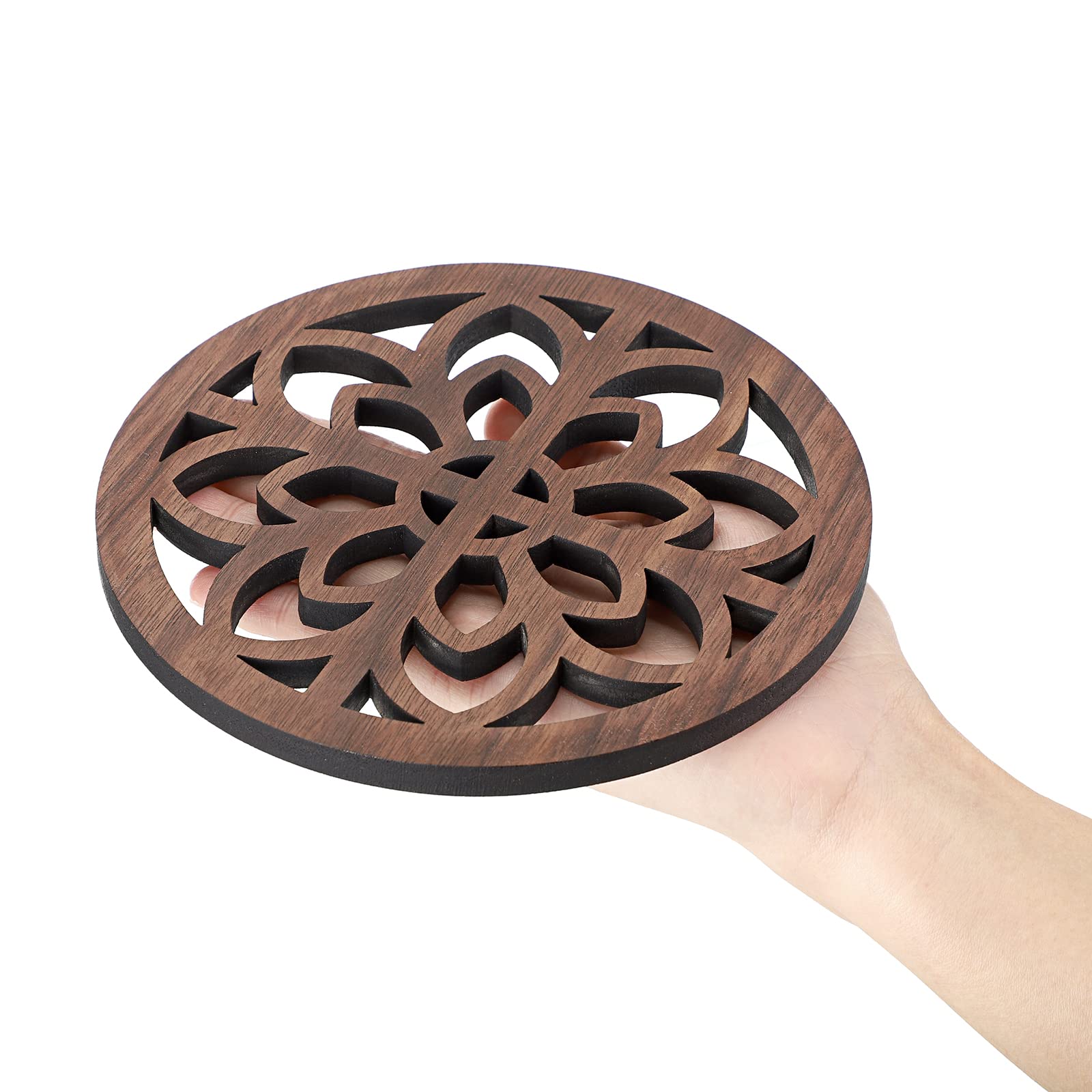 Sumnacon 2 Pcs 6 Inch Wooden Kitchen Trivets - Rustic Round Heat Resistant Mat Pads for Hot Dish Pot Pan Teapot, Decorative Hardwood Hot Dish Pot Plate Holders for Kitchen Dining Countertop Table