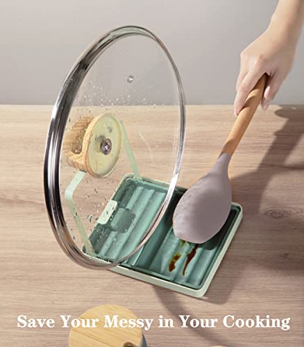 Spoon Rest for Cooking,Spoon Rest with Lid Holder Multifunction Kitchen Spatula Holder for Kitchen Counter