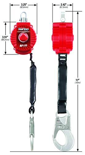Miller by Honeywell TurboLite 6-Foot Personal Fall Limiter with Unit End Steel Carabiner & Lanyard End Steel Locking Snap Hook (MFL-1-Z7/6FT), Red
