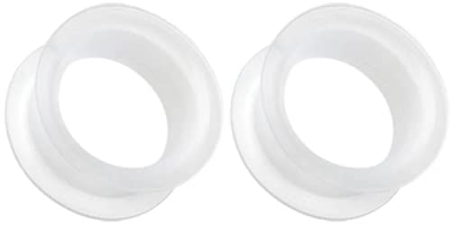 Pair 1/2" (12MM) CLEAR SILICONE EYELET TUNNELS Double Flare Gauges Thin Soft Flexible Flesh Plugs (2pcs)