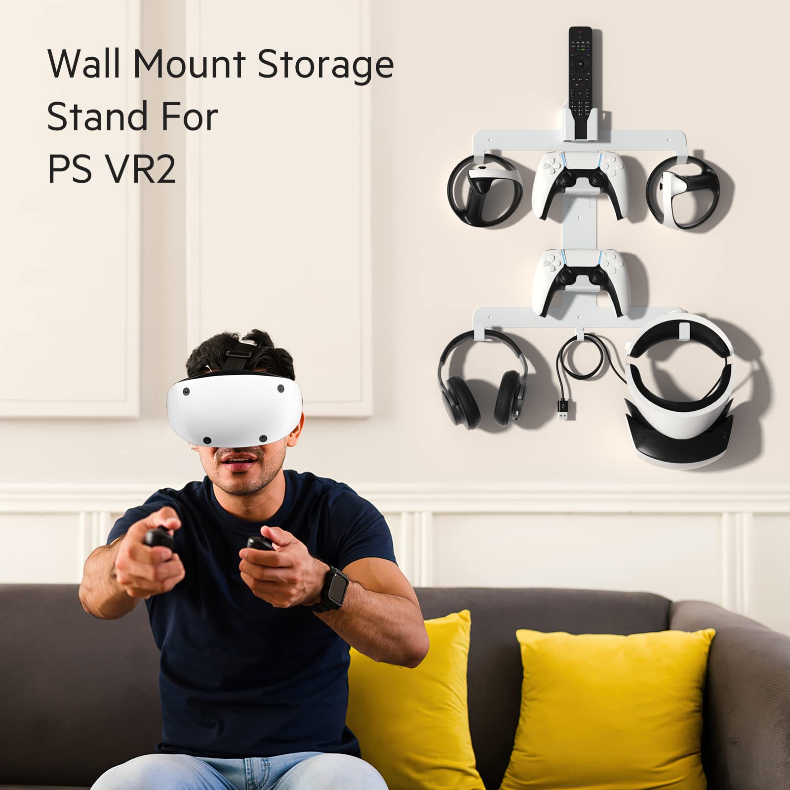 Wall Mount for Oculus Quest 2/3 Allnice Wall Mount Storage Stand for Oculus Quest 2/3 VR Headset,Sturdy Steel Wall Mount Bracket with Controller Holder & Headphone Hanger