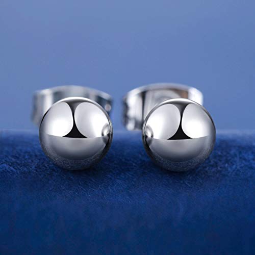 MDFUN 6 Pairs Surgical Stainless Steel Round Ball Stud Earrings Set for Women Men 3-7mm