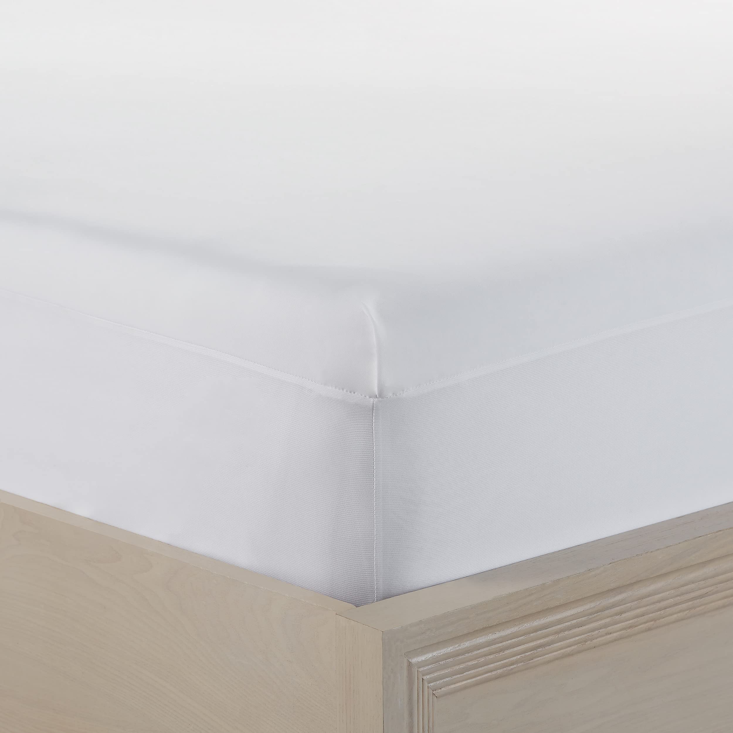 Serta Power Chill Full Size Waterproof Mattress Cover, Soft and Breathable Cooling Mattress Protector, 15" Elastic Deep Pocket for Secure Fit, White