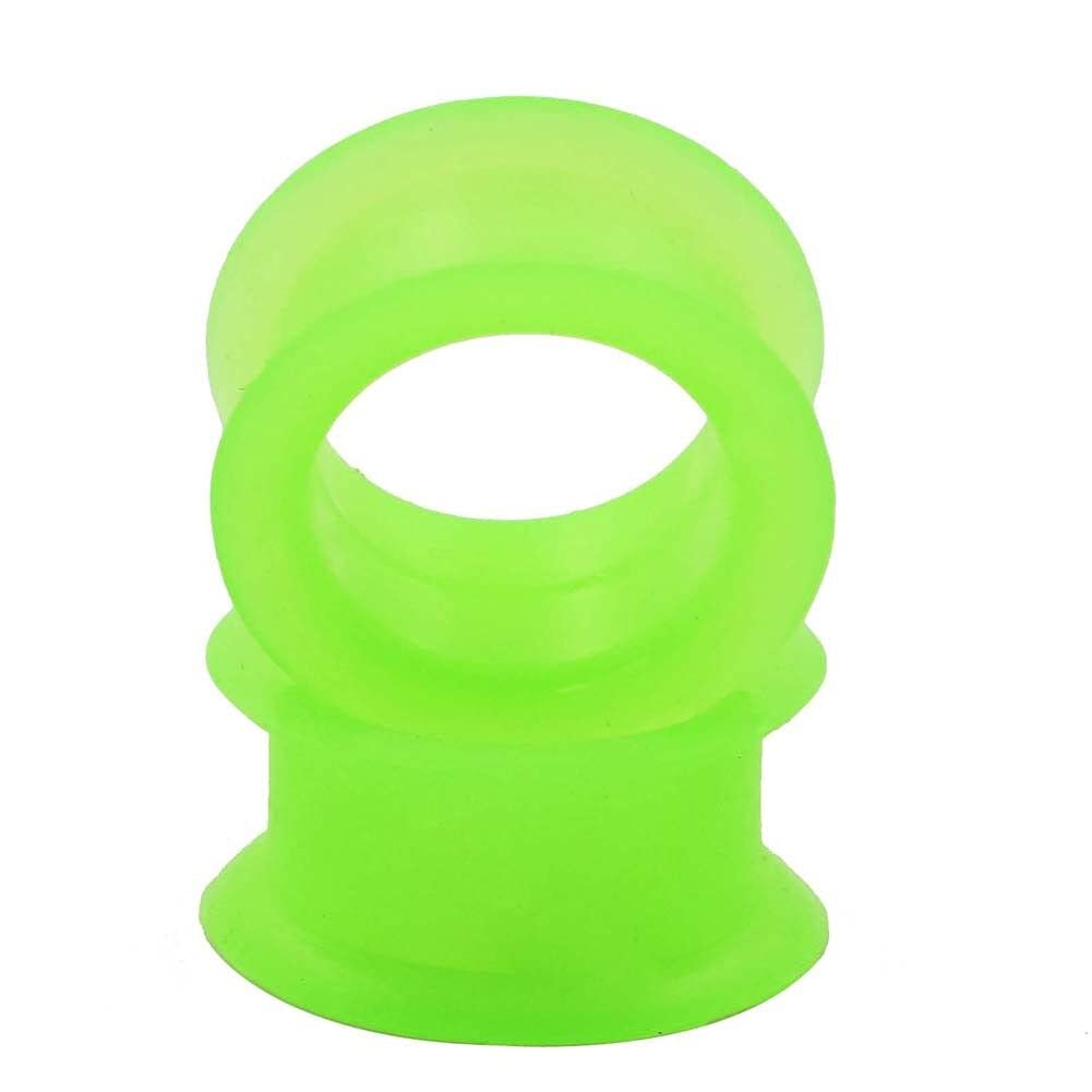 Pair 7/8" (22MM) GREEN SILICONE EYELET TUNNELS Double Flare Gauges Thin Soft Flexible Flesh Plugs (2pcs)