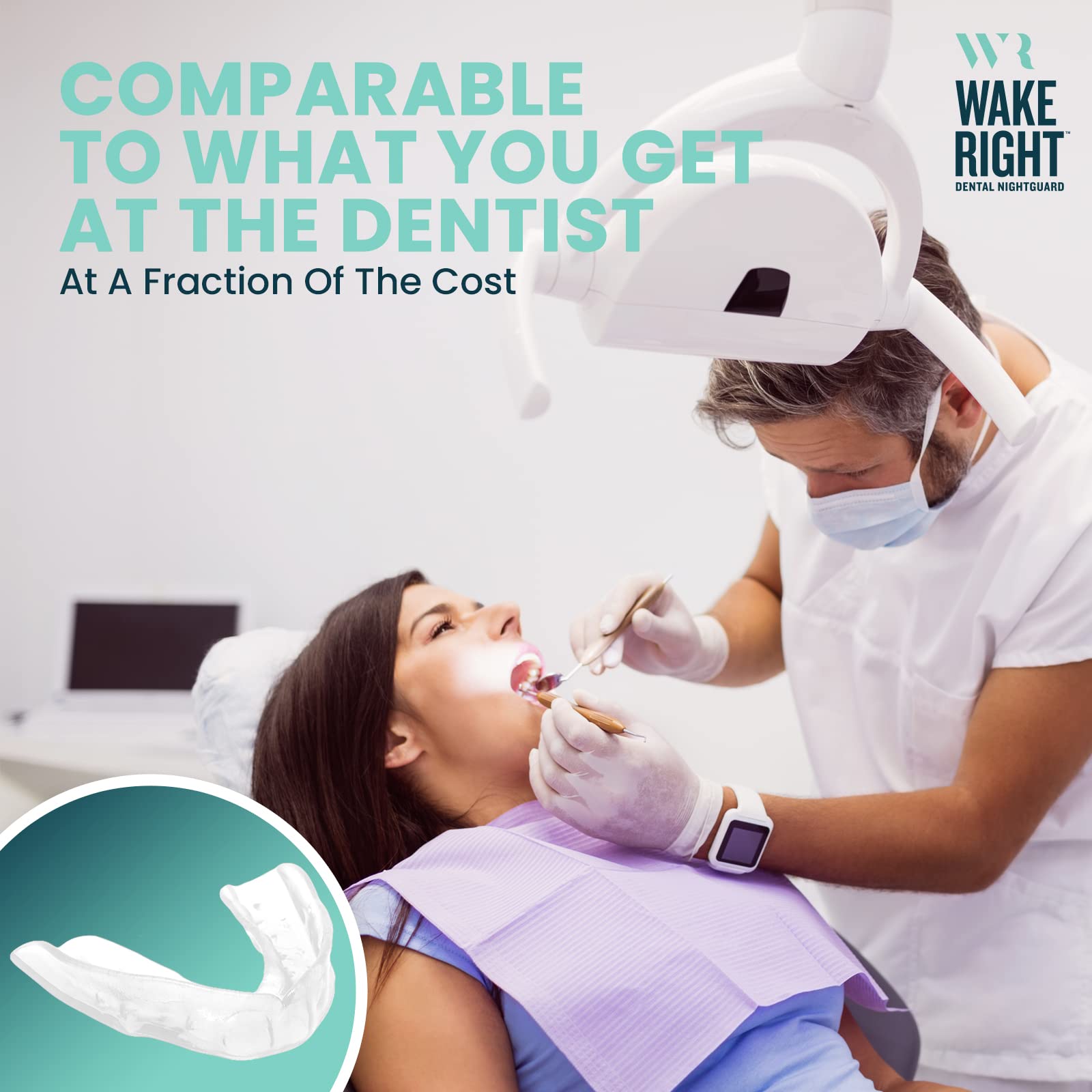 Wake Right Premium Dental Nightguard, Grind Reducing Mouth Guard for Teeth Grinding Clenching, 2 Pack