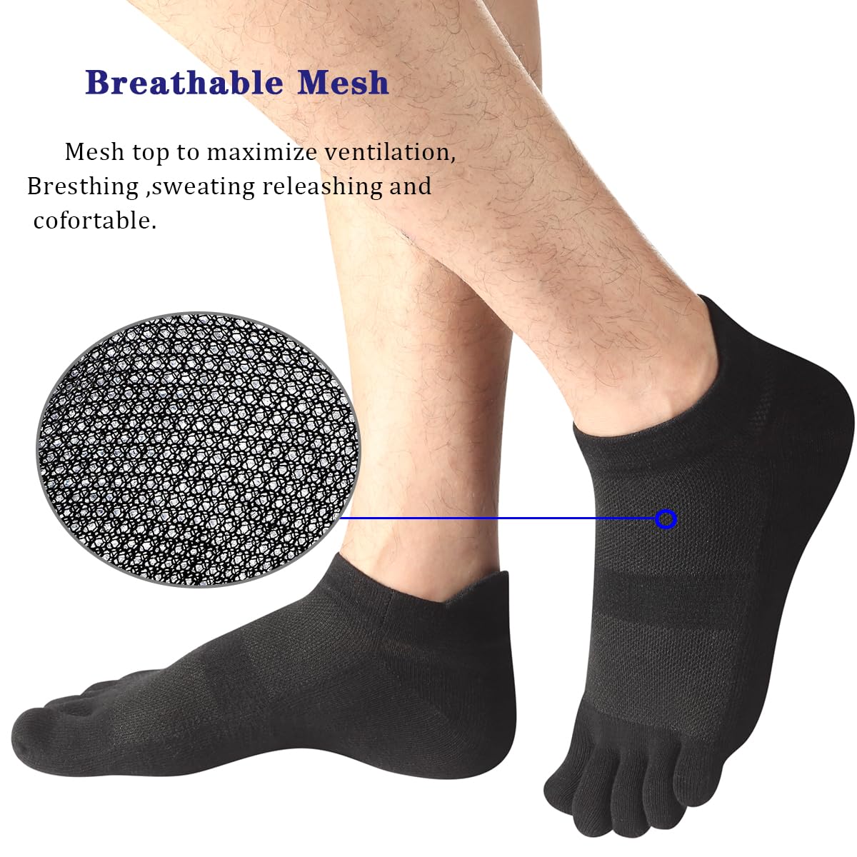 Meaiguo Men's Toe Socks Cotton Five Finger Socks Low Cut Athletic Socks for Running 4 Pairs