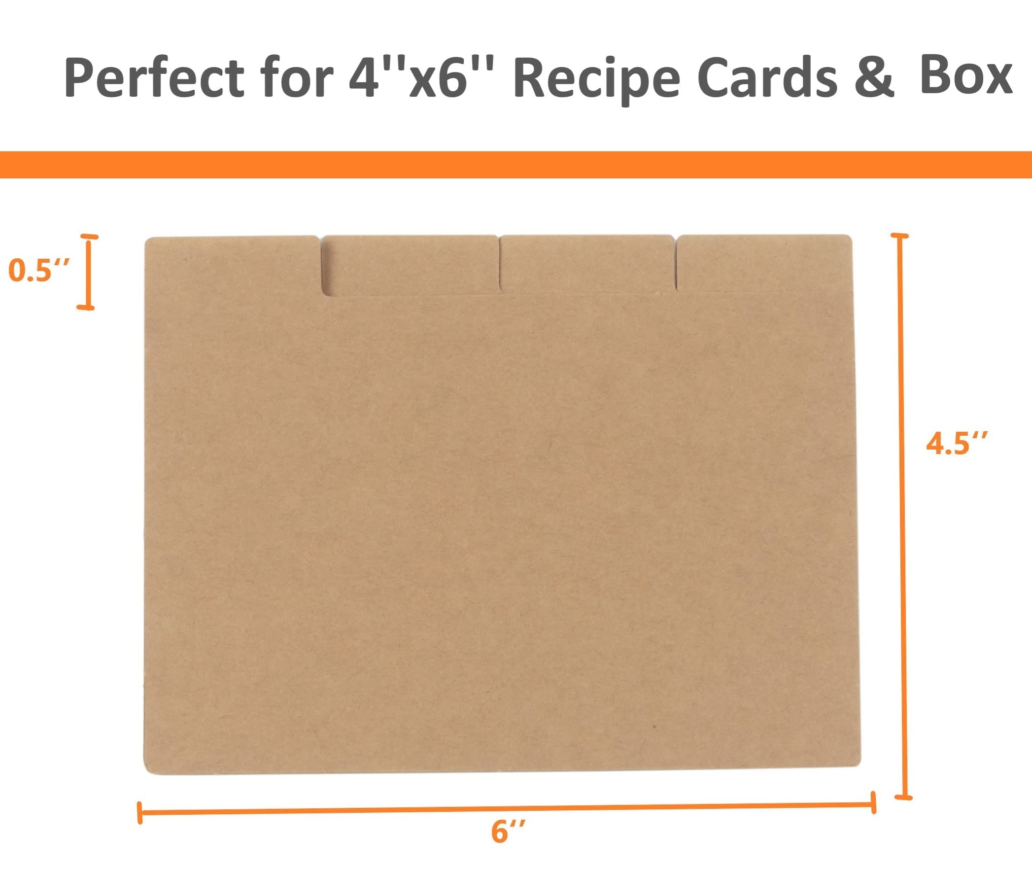 Recipe Card Dividers 4x6 with Tabs (Set of 24) Includes Printed Cooking Tips Recipe Box Dividers Made of Thick Cardstock Best Kitchen Gift (Kraft)