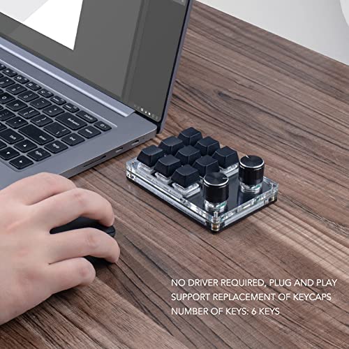 Zyyini 6 Keys Keyboard, Red Switch Full Key Custom Hot Swappable Mini Portable Keypad,One Handed Gaming Keyboard,Quick Copy and Paste Keyboard for PC Laptop,for Office, Game, Music, Media