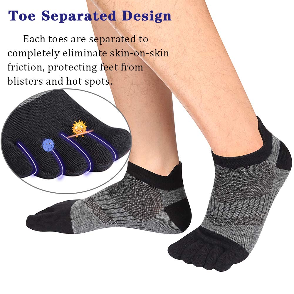 Meaiguo Men's Toe Socks Cotton Five Finger Socks Low Cut Athletic Socks for Running
