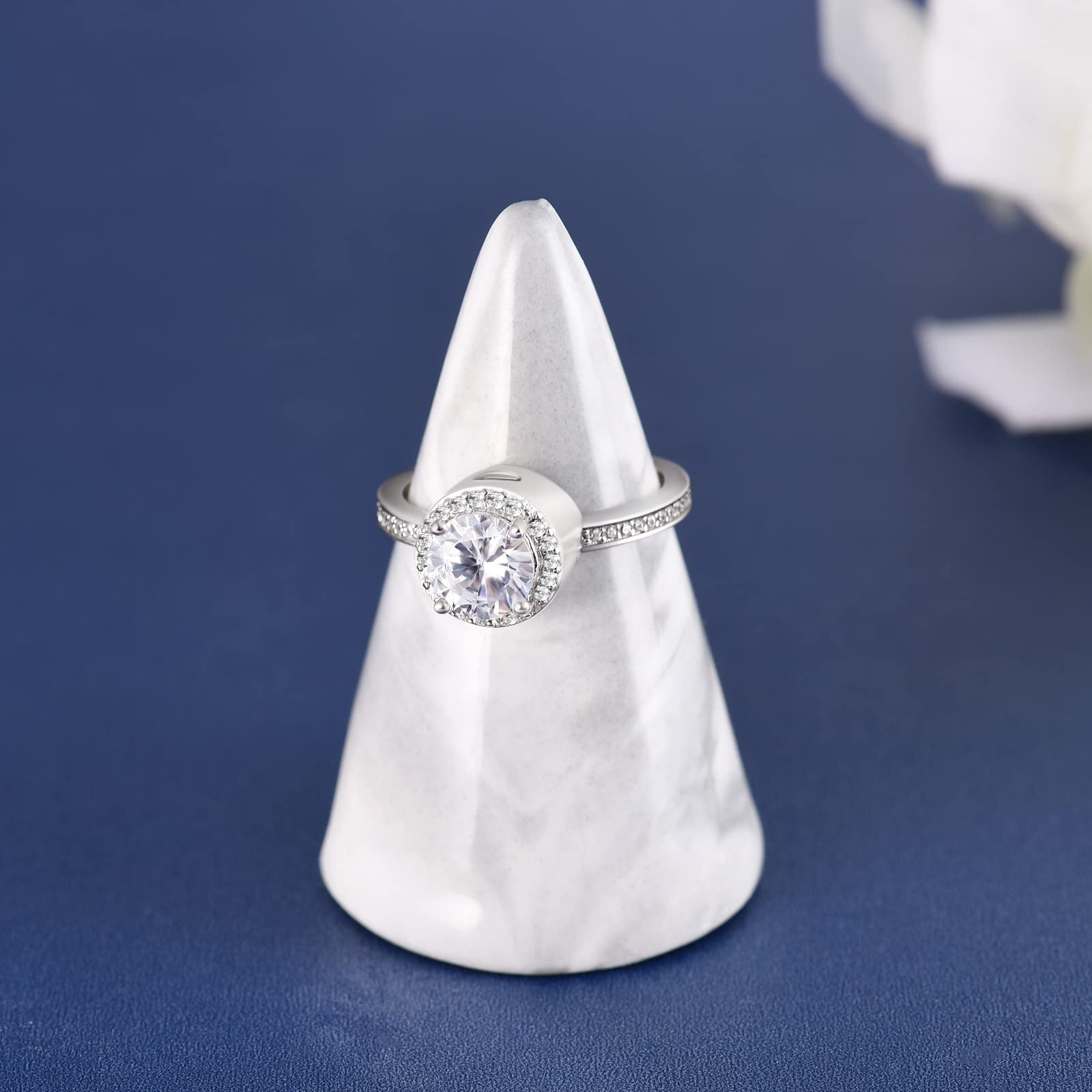 Sterling Silver Urn Ring for Ashes Cremation Memorial Keepsake Ring with Cubic Zirconia Bereavement Keepsake Jewelry for Ashes of Loved Ones for Women (5)