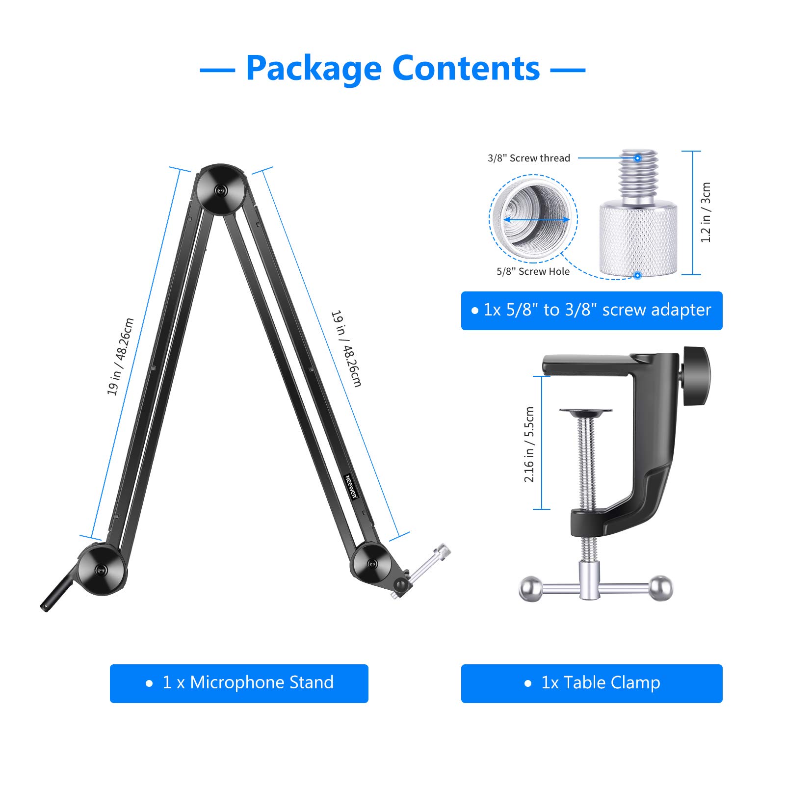 Neewer Upgraded Large Sturdier Microphone Stand Compatible with Blue Yeti Snowball Blue Yeti Nano, Adjustable Suspension Boom Scissor Arm with Built-in Spring, Max. Load 1.8kg for Voice Recording