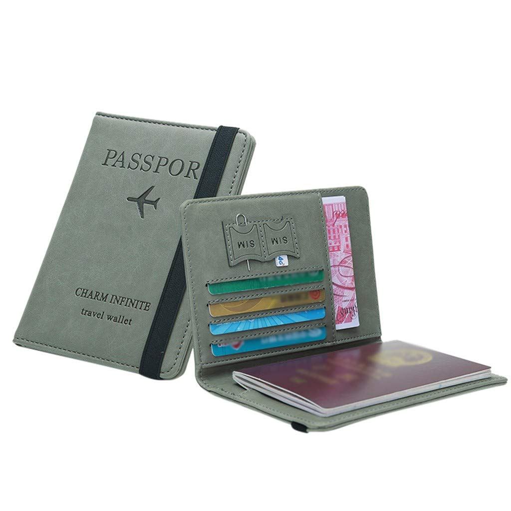 Small Wallets for Women Neutral Multi-Purpose Travel Passport Wallet Tri-fold Document Passport Wallet (Green, One Size)