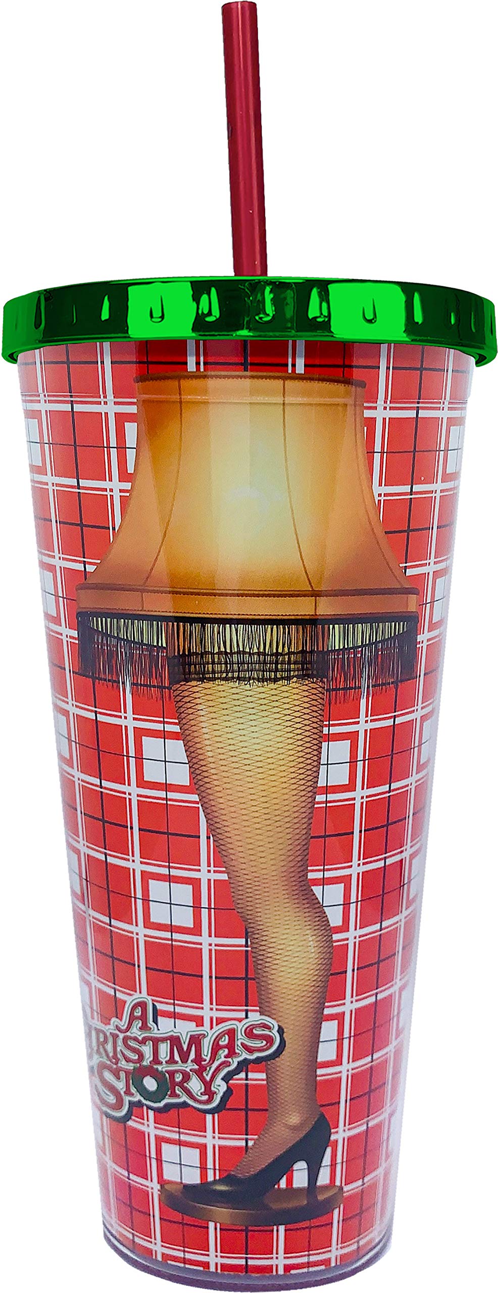 Spoontiques Leg Lamp Foil Cup w/Straw,Red,20 oz