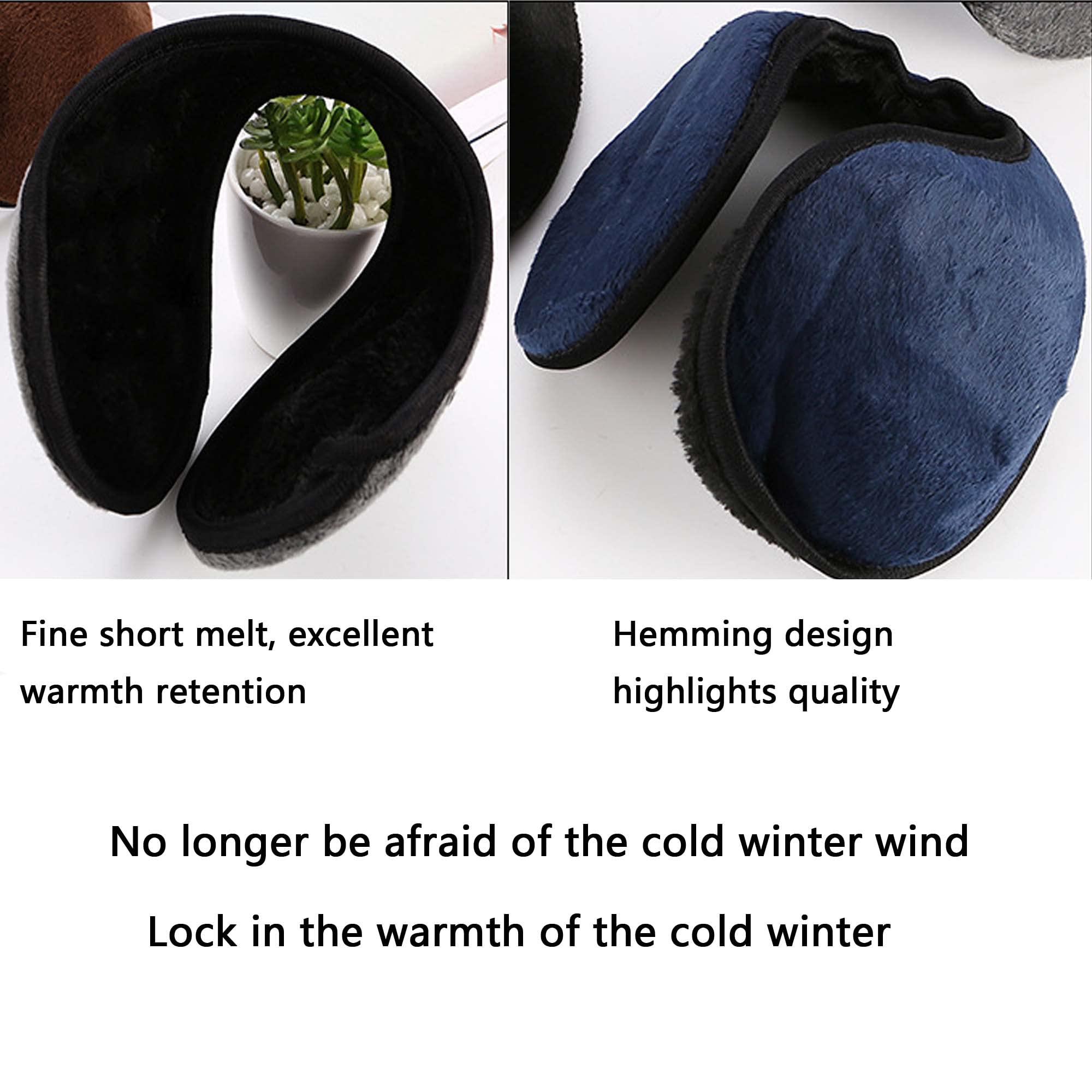Setaria Viridis Ear Warmers/Earmuffs - Winter Soft Earmuffs/Covers for Men & Women for Cold Weather Outdoor 2 Pack (Black+Blue) (black blue)