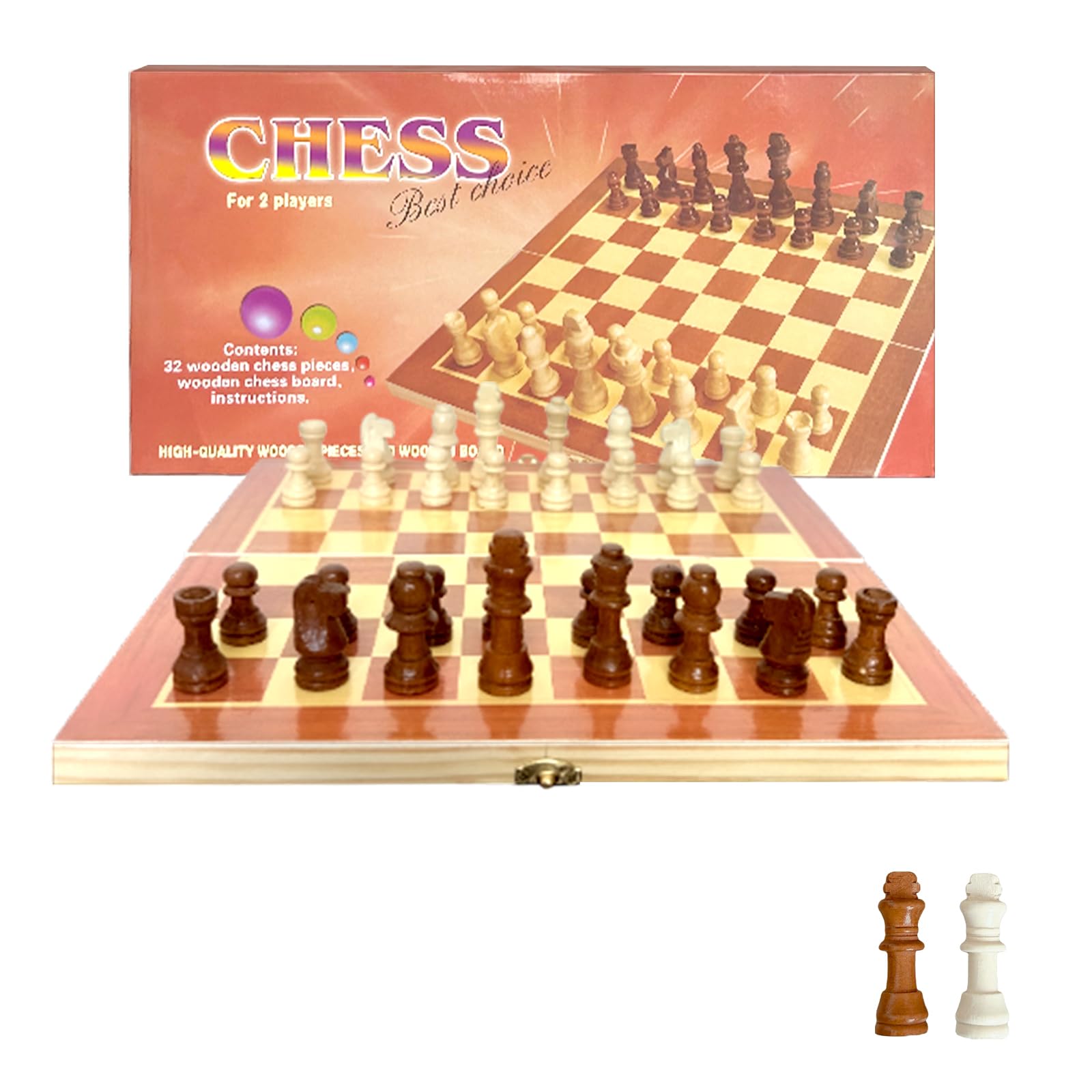 Subwaysds Chess Sets for Adults & Kids - 12''x12'' Wooden Chess Set,Portable Travel Mini Chess Set,Handmade Chess Board & Pieces,Foldable & Easy to Carry