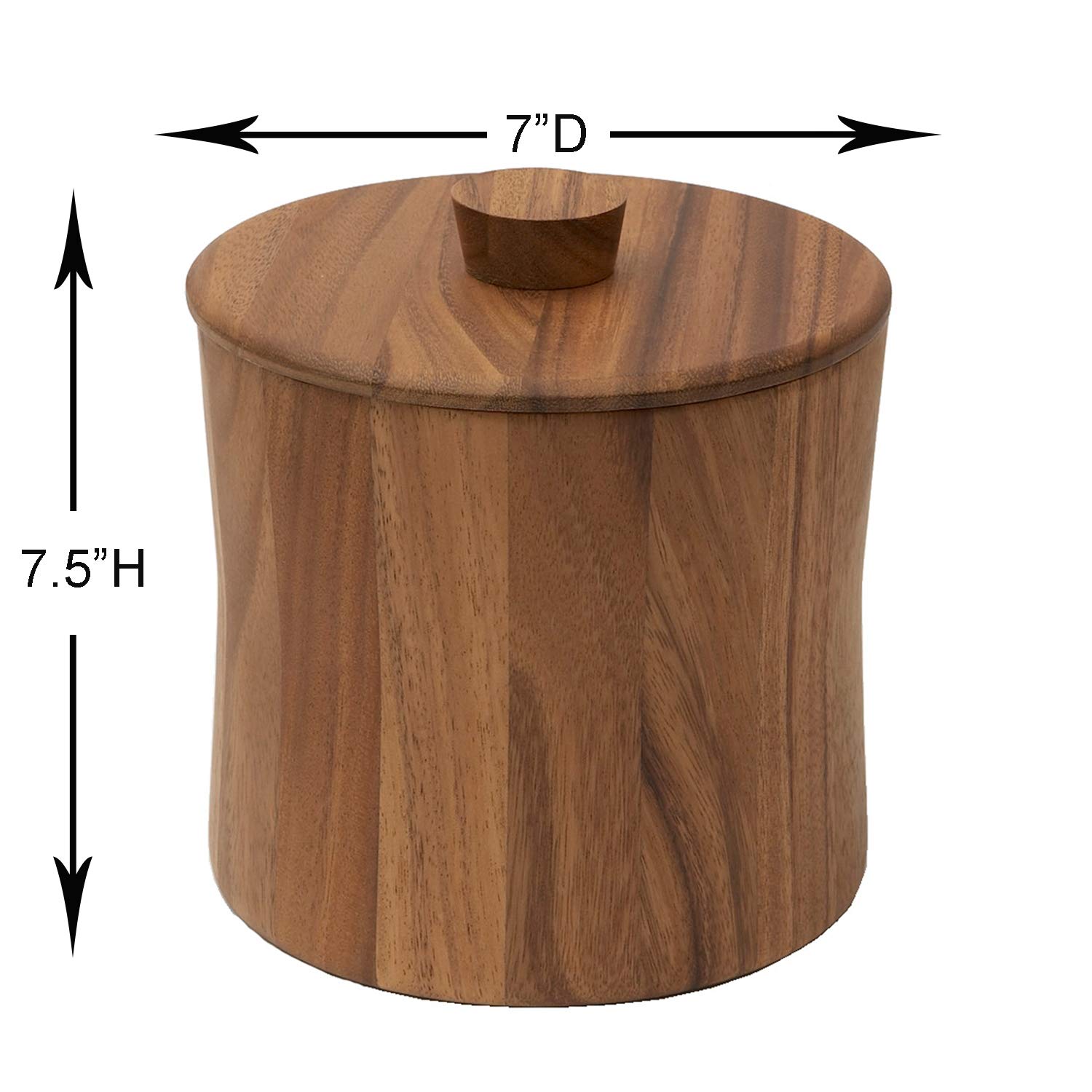 Woodard & Charles Acacia Wood Ice Bucket - 2 Quarts, 7" x 7 1/2"