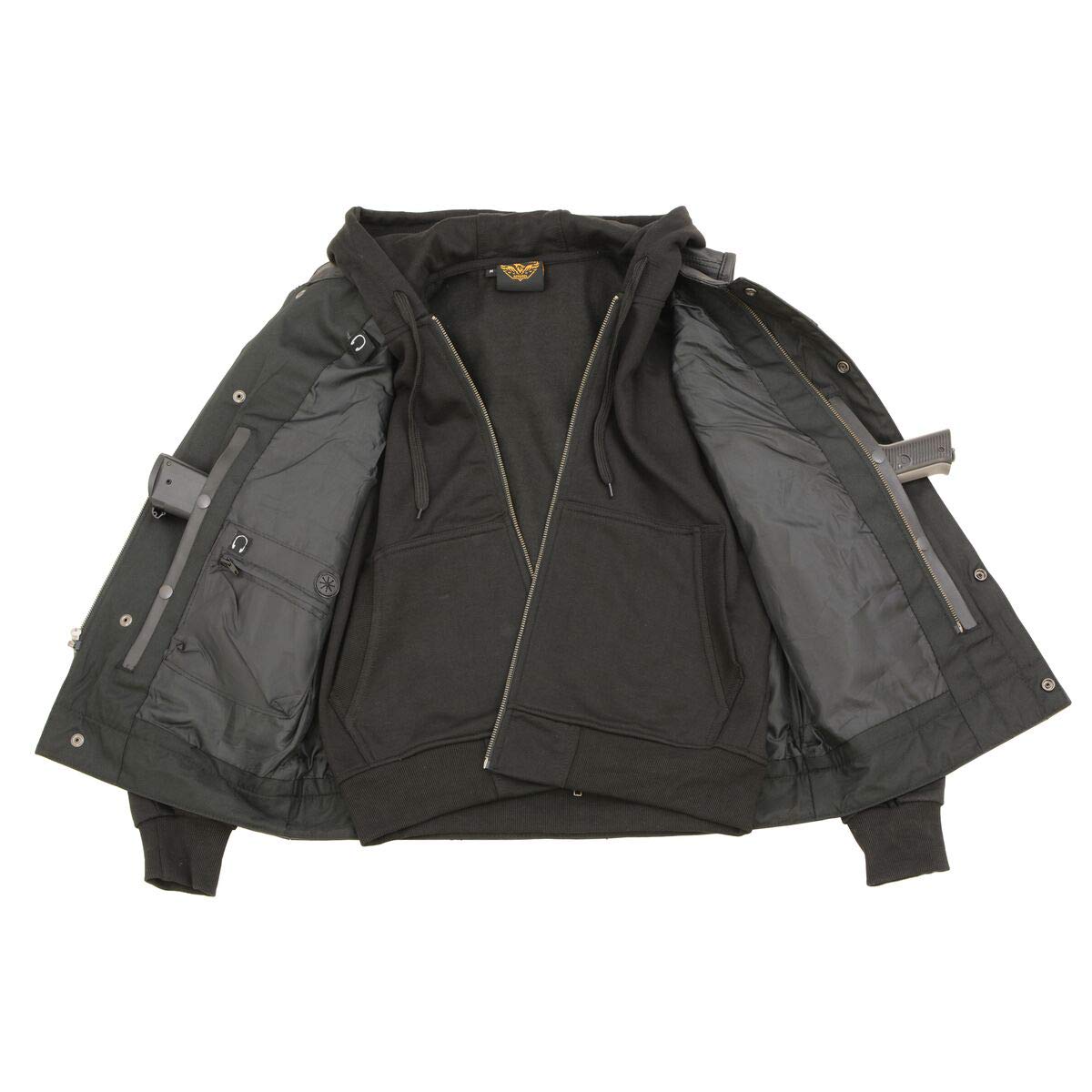 Milwaukee Leather LKM3714 Men's Black Club Style '2 in 1' Zipper Vest with Full Sleeve Hoodie and Quick Draw Pocket - 3X-Large