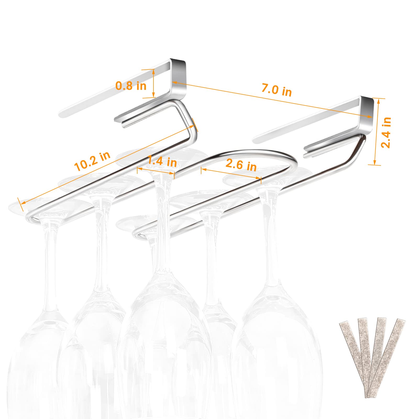 Tiilan Under Cabinet Stemware Rack, Hanging Wine Glass Holder for Kitchen, Bar, Pub - Stainless Steel, Pack of 1