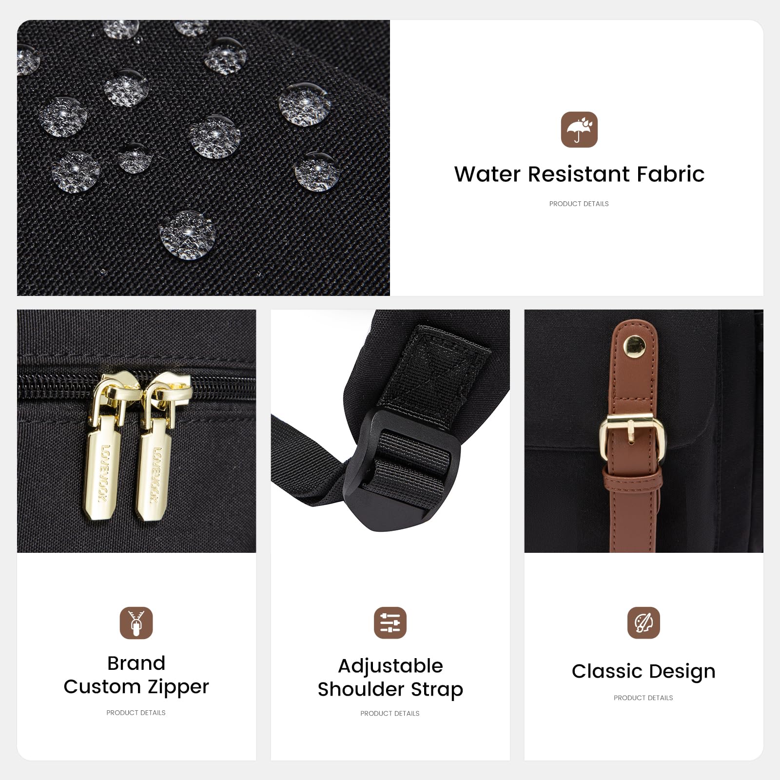 LOVEVOOK Backpack Purse for Women,Cute Waterproof Small Backpack with USB Port,Fashion Mini Backpack Casual Daypack for Travel College Work Daily,Black-Brown