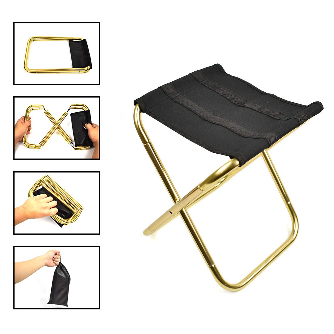 Middle Folding Stool Ultra Light Portable Outdoor Storage Bag Folding Chair Camping Ottoman for Barbecue, Fishing, Garden, Beach, Travel