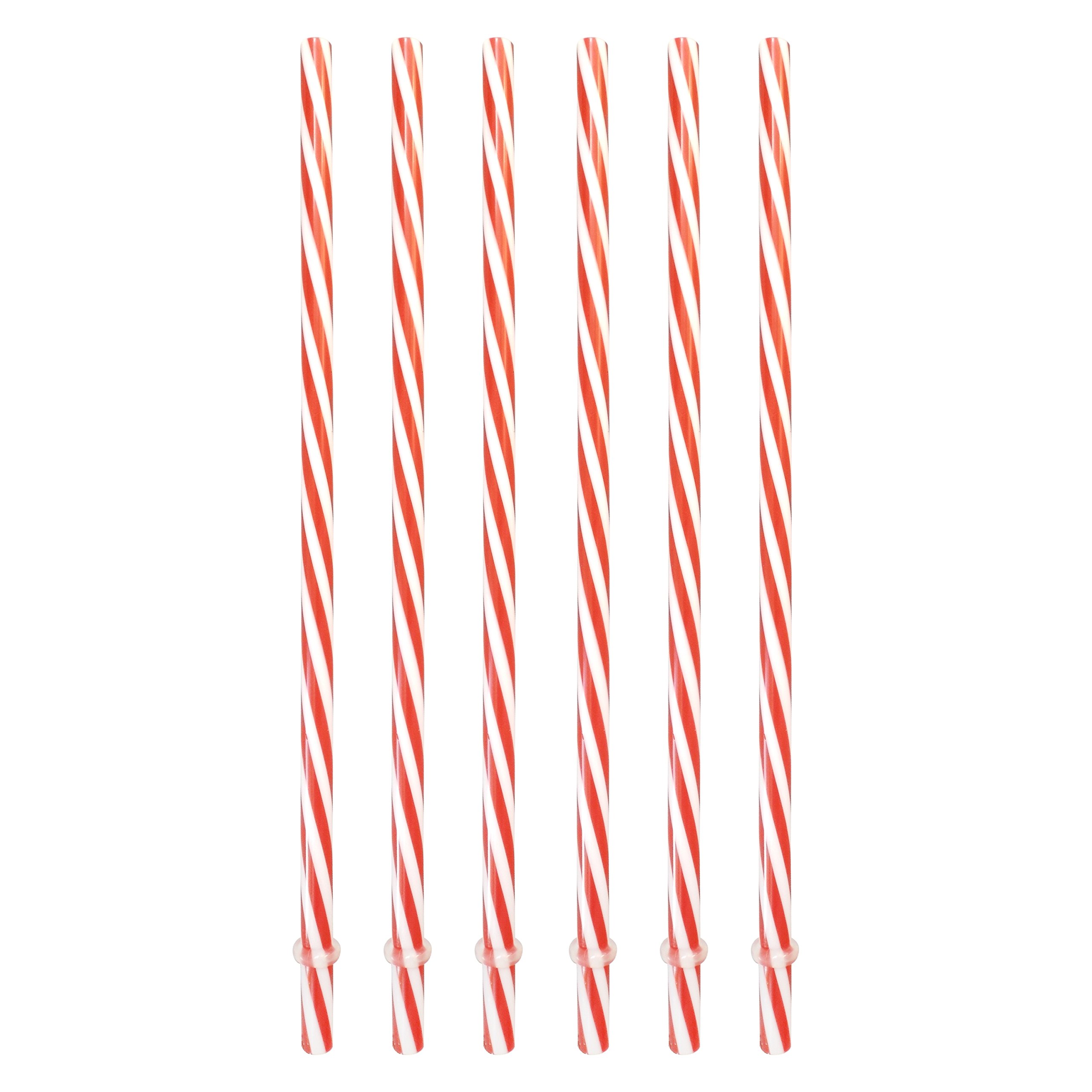 Sunshine Mason Co. Plastic Reusable Drinking Straws 6 Pieces, Red Stripe