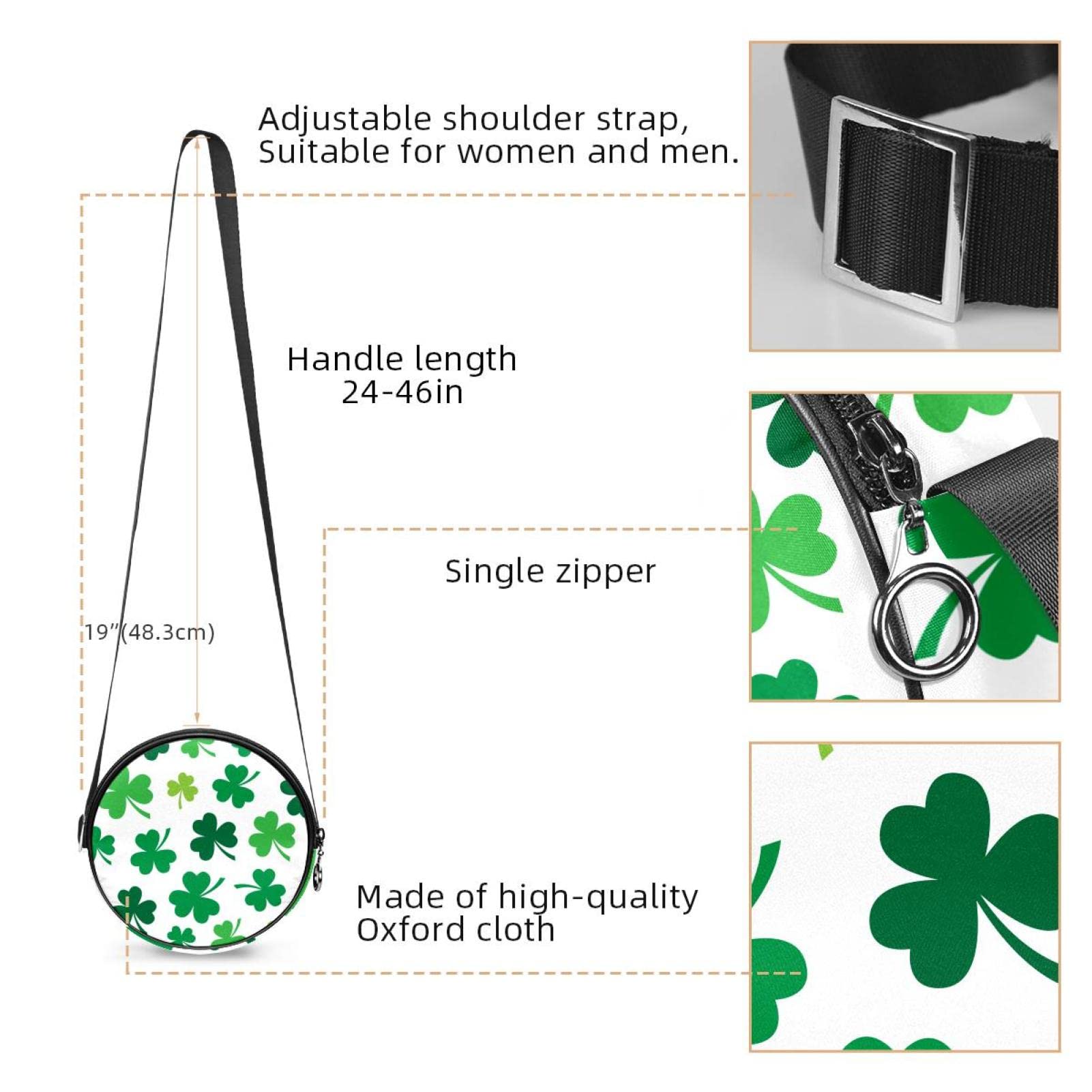 Wangsxing Small Crossbody Bag Shamrocks Round Purse Wallet Shoulder Bag