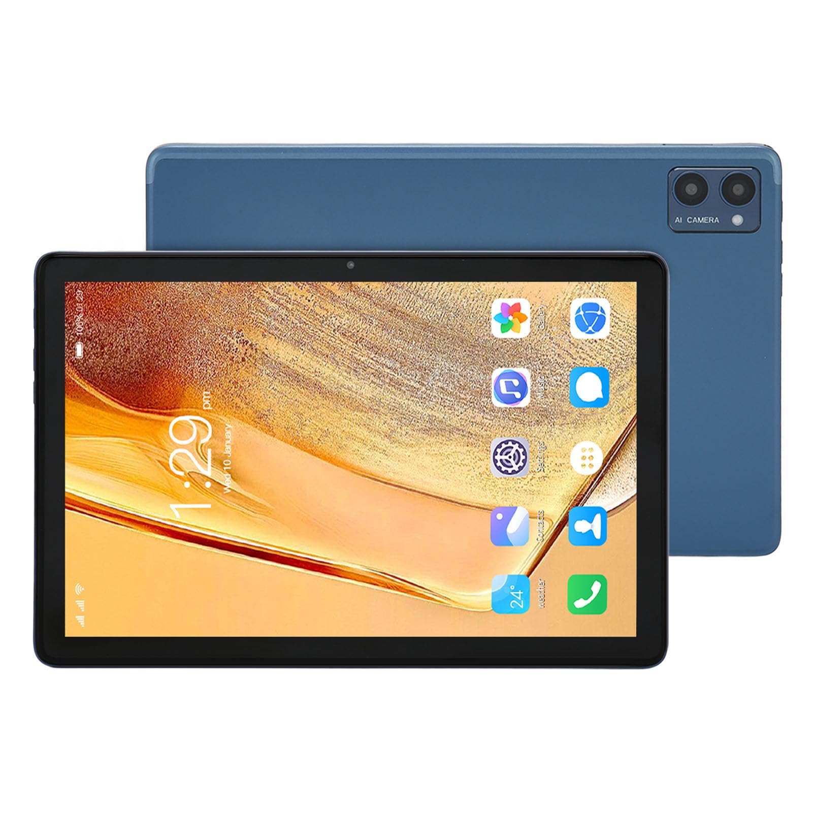 Office Tablet, Gaming Tablet US Plug 100‑240V Octa Core CPU 12GB RAM 256GB ROM Dual Camera for Home (Dark Blue)