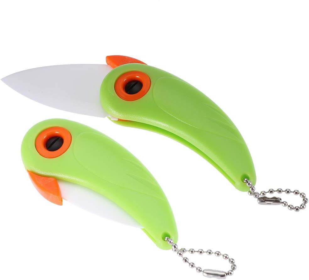 TOPINCN Ceramic Paring Knife Mini Kitchen Fruits Vegetable Ceramic Folding Handle Pocket Knife Camping Knives Cutting Tools 4 Colors (Green)