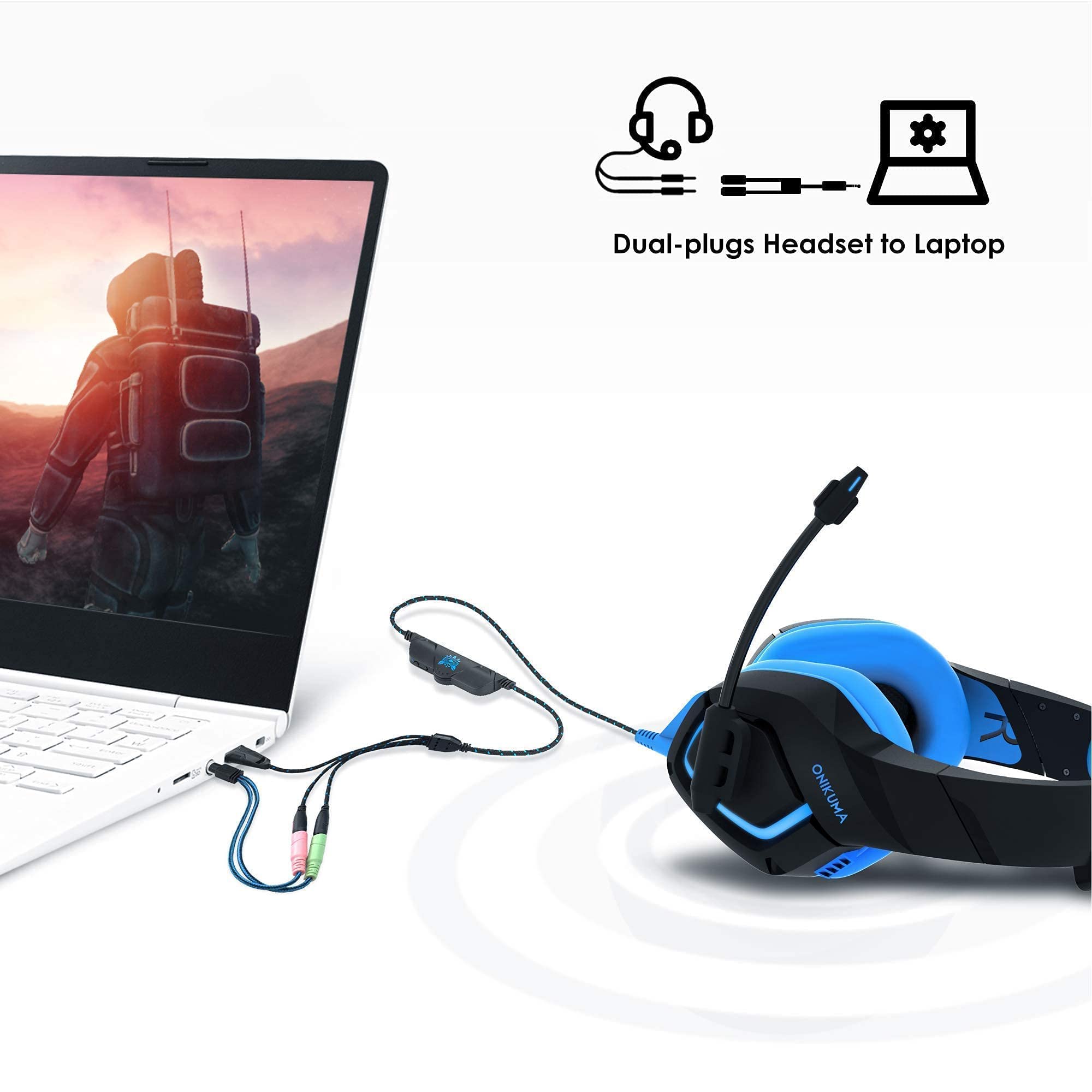 MillSO Bundle Headset Splitter 3.5mm CTIA Jack Headset Adapter Mic and Audio Headphone Splitter Cable with Separate Microphone and Headphone Connector for Gaming Headset to computer