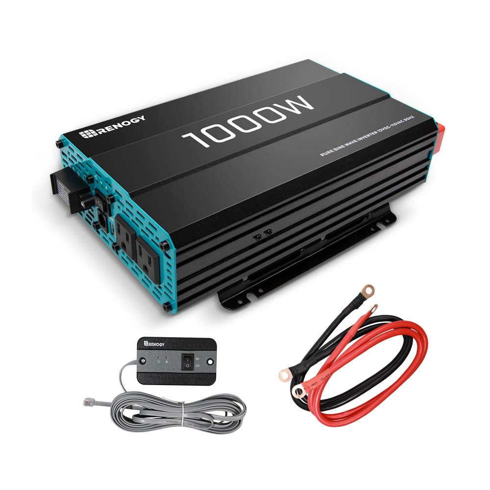 Renogy 1000W Pure Sine Wave Inverter 12V DC to 120V AC Converter & 500A Battery Monitor, High and Low Voltage Programmable Alarm, Voltage Range 10V-120V and up to 500A