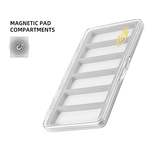 SF Large Magnetic Fly Box Slim Floatable for Fly Fishing Super Thin Fishing Boxes Clear Multi 6 Compartments Tackle Box Small for Fly Hooks Fly Tying Beads