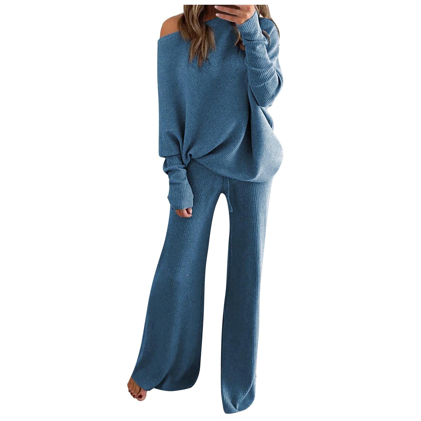 Sukilimiy Two Piece Outfits for Women Fall Winter Leopard Print Jogger Outfit Sweatshirt and Pants Sweater Sets with Pockets
