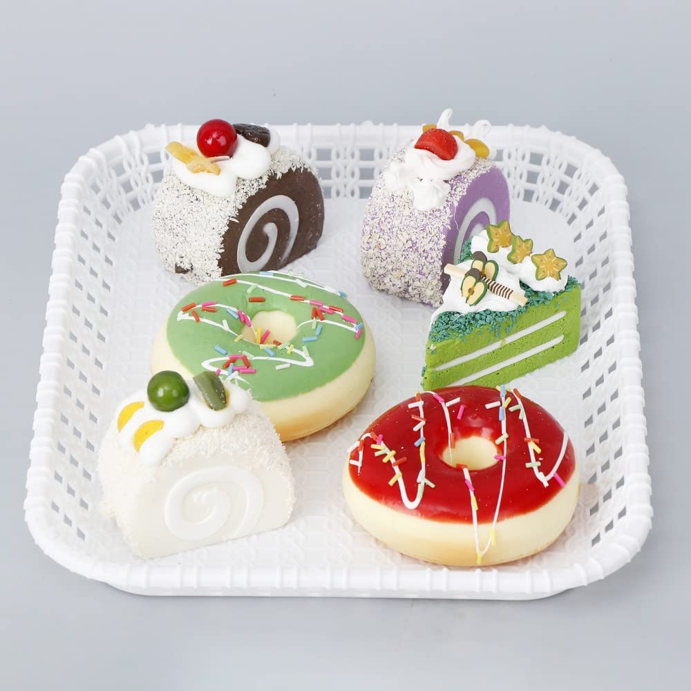 Set of 5 Dessert Stand Set, 3 Tiers White Plastic Cupcake Stand Holder & Rectangle Plastic Party Serving Trays/Platters for Wedding Birthday Baby Shower Tea Party Buffet (Rectangular)