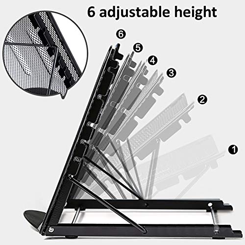 Nicunom Laptop Stand Desktop Laptop Computer Holder, Angle Adjustable Foldable Portable Ventilated Notebook Riser for Desk, Compatible with 10~15 inches Tablet, Laptop, Black