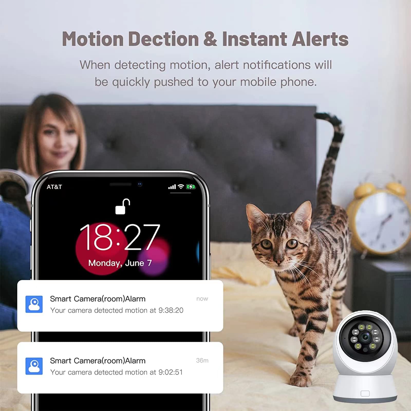 WiFi Indoor Home Security Camera - 5G Security Camera, 1080P Home WiFi Camera, 360° Dome Camera for Home Surveillance, Baby & Pets Camera Monitor