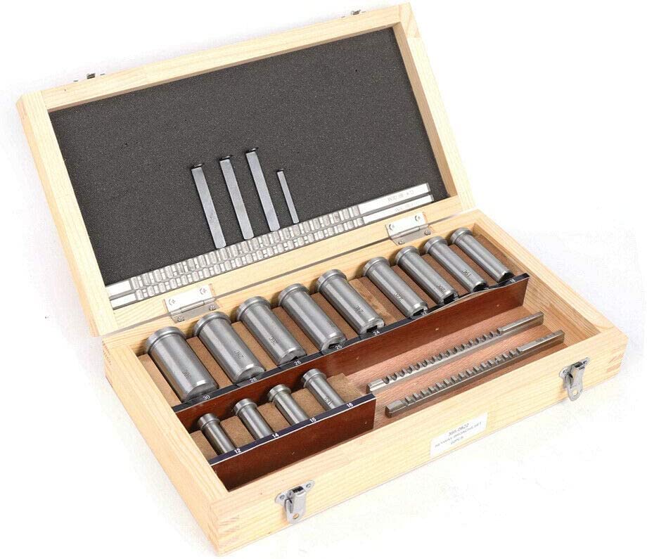 YIYIBYUS 22 Pcs Keyway Broach Kit Collared Bushing Shim Sets,Keyway Broach Sets Metric Size,Broaches, Bushings Shims Metalworking Tool