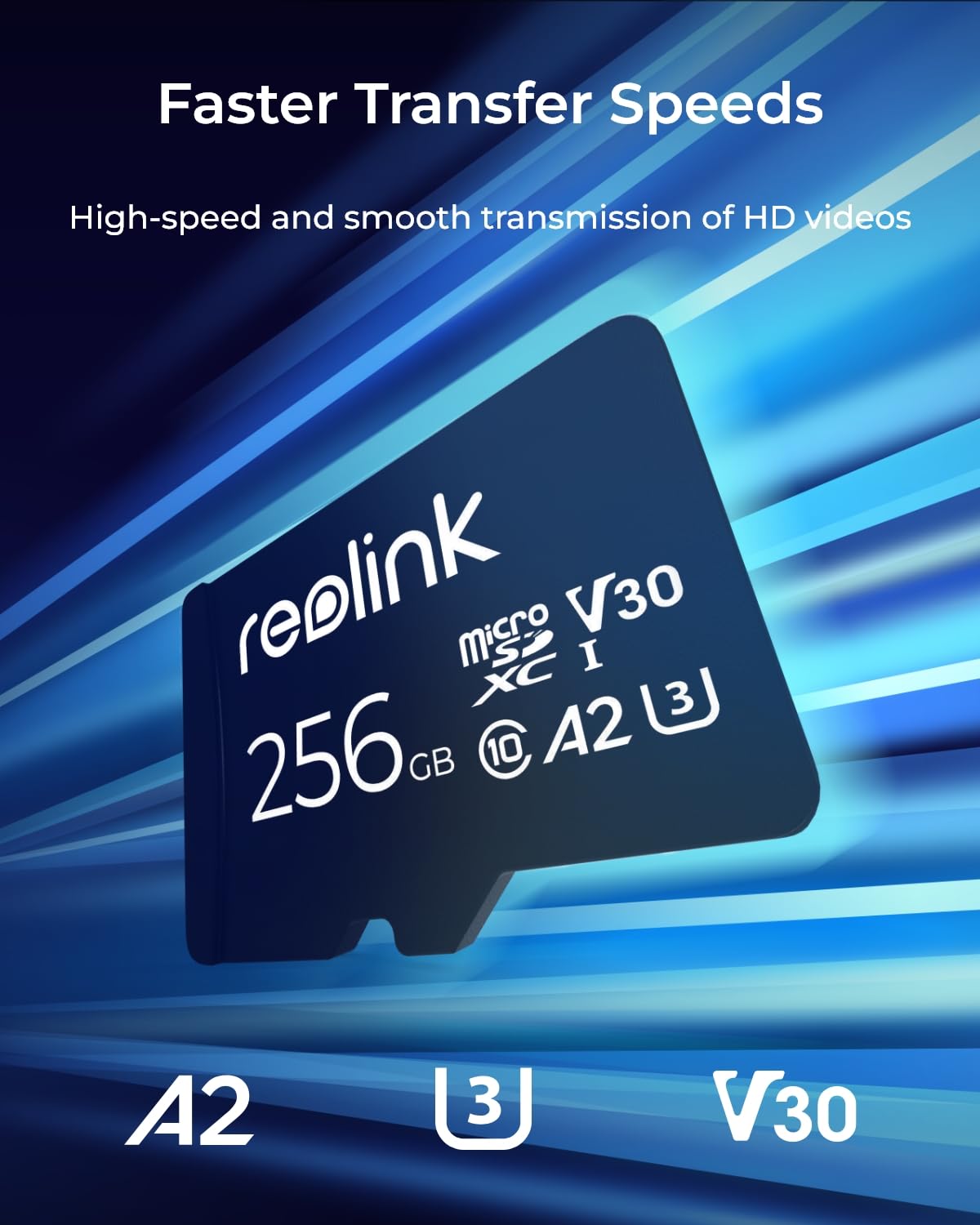 REOLINK 256GB microSDXC Memory Card, Up to 100MB/s, 4K UHD, U3, A2, V30, Class 10, Micro SD Card Fully Compatible with Reolink Security Camera
