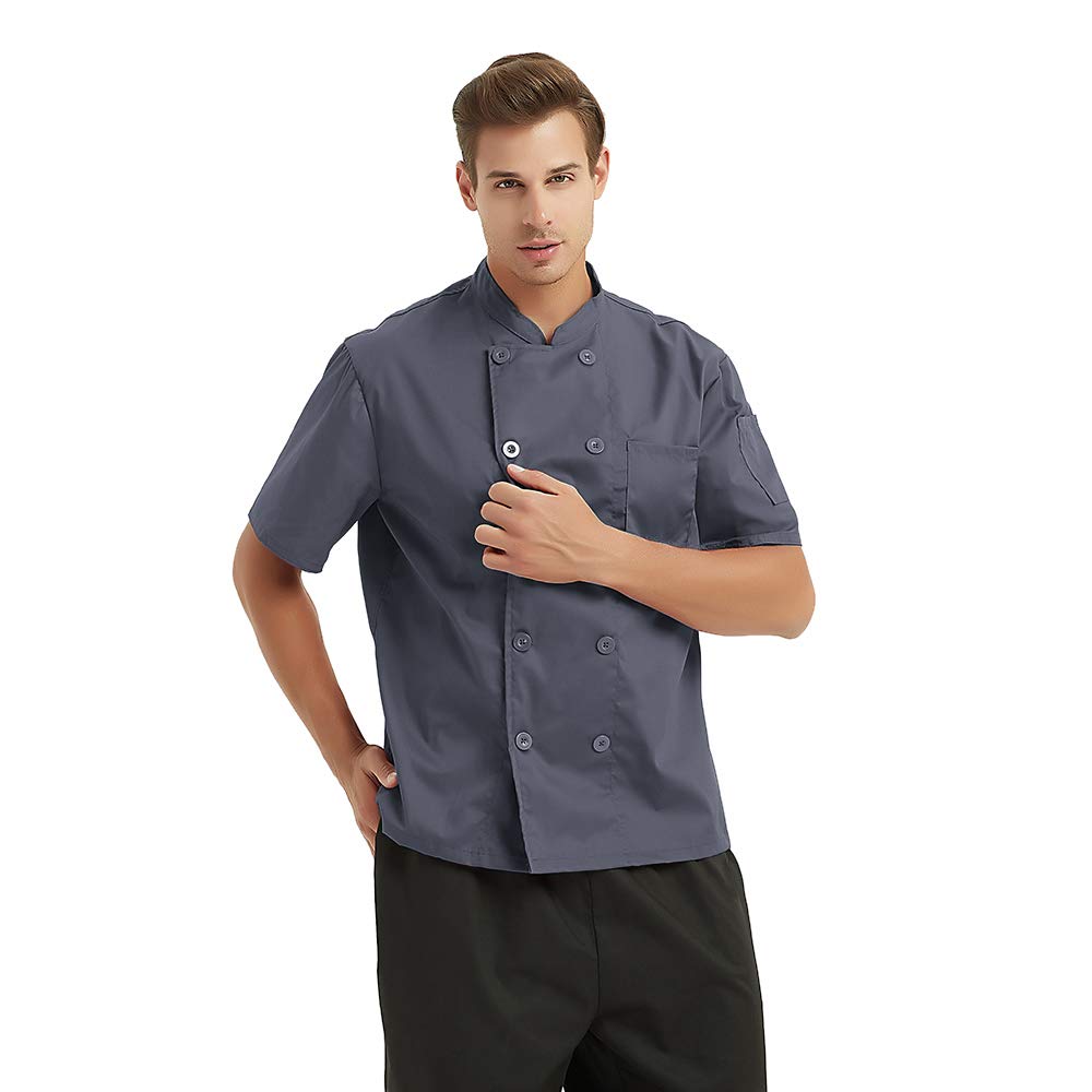 TopTie 3 Pack Custom Short Sleeve Chef Coats Personalized Heat Transfer & Embroidered Jackets-SET7-L