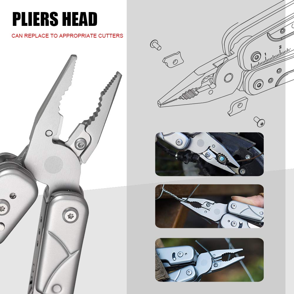 ROXON S802 Phantom Updated Version Multi Tool Pliers and scissors with Replaceable Knife and Wire Cutters⦠(S802S)