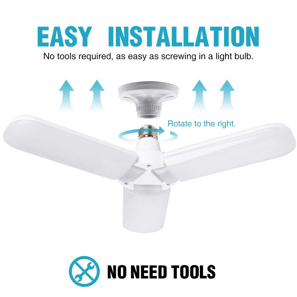 Neporal Tribright-LED-Garag-Light-45W 4500lm LED Shop Light for Garage Screw-in Ceiling Light E27 Adjustable Basement Light for High Bay Garage Workshop Basement Storage and Barn