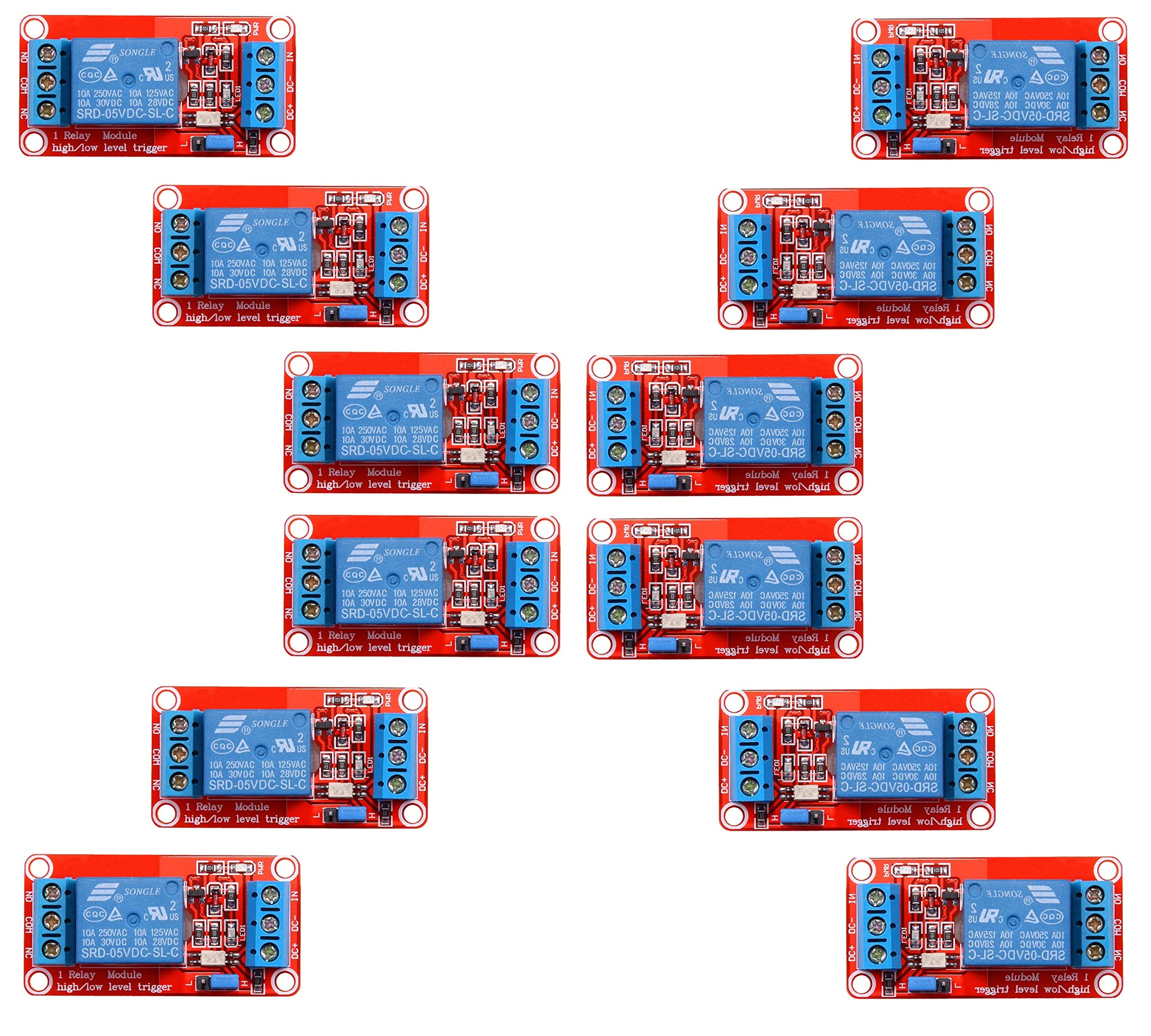 WWZMDiB【12Pcs, 5V, 1 Channel, Relay Board】Relay Module 1/2/4/6/8/16 Channel 5V 12V 24V with Optocoupler Isolation Support High and Low Level Trigger
