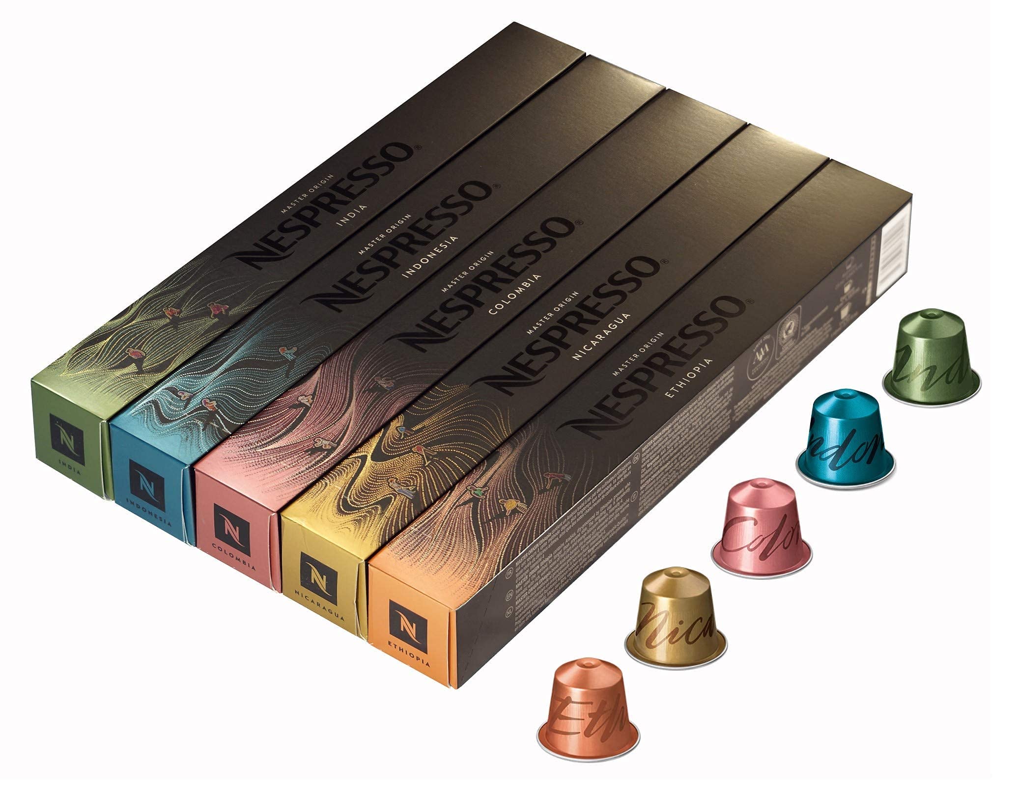 Nespresso Capsules OriginalLine, Master Origin Variety Pack, 50 Count 50-Count Espresso Coffee Pods, Brews 1.35oz