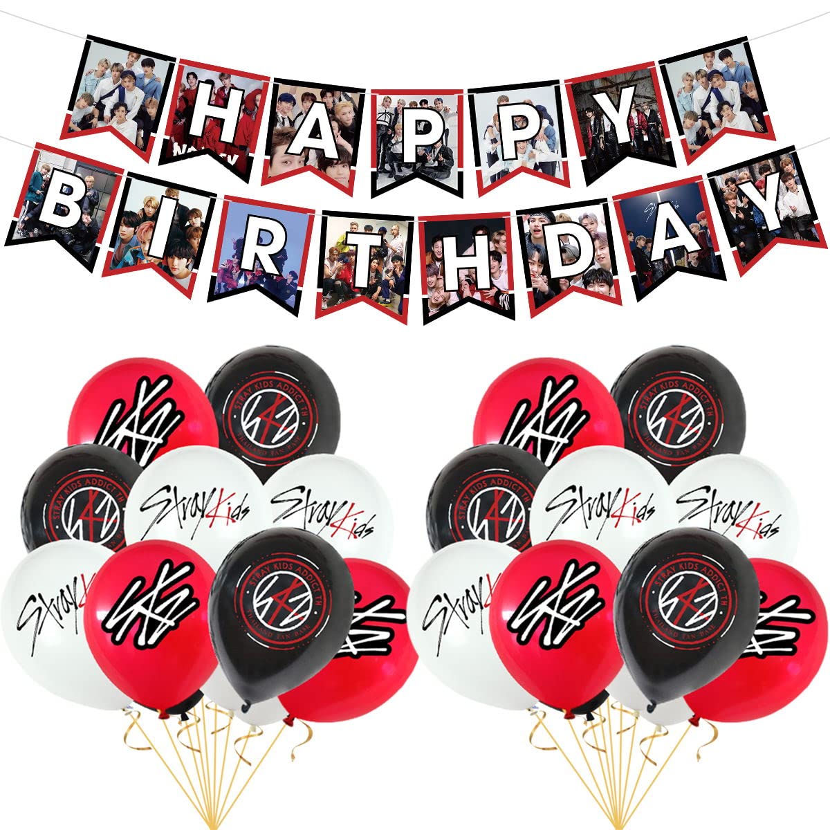OULUN STRAY-KIDS Party Supplies, STRAY-KIDS Party Decorations Include Happy Birthday Banners, Cake Toppers, Cupcake Toppers, Balloons